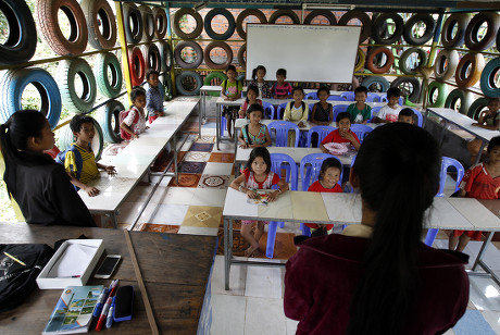 Cambodian Students Study Classroom Coconut School Editorial Stock Photo ...