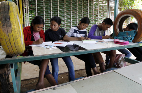 Cambodian Students Study Classroom Coconut School Editorial Stock Photo ...