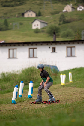 Participant Action Grass Skiing Competition On Editorial Stock Photo ...