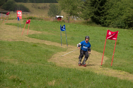 Grass Skiing in Switzerland, Acquarossa - 29 Jul 2017 Stock Pictures ...