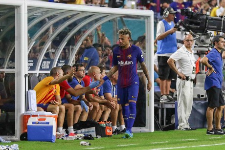 Barcelona Neymar Substituted Shakes Hands Bench Editorial Stock Photo ...