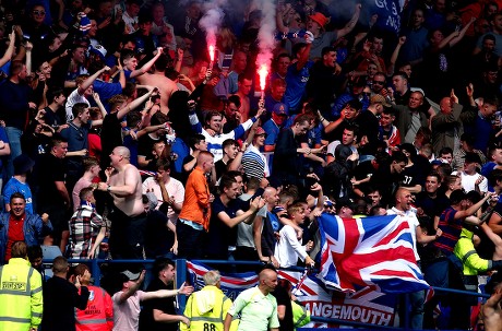 Rangers Fans Light Flares Celebration Taking Editorial Stock Photo ...