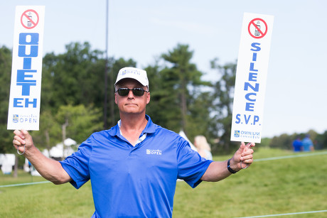 Course Marshal Displays Silence Signage During Editorial Stock Photo ...