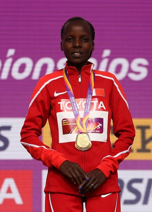 Rose Chelimo Bahrain Poses Her Gold Editorial Stock Photo - Stock Image ...