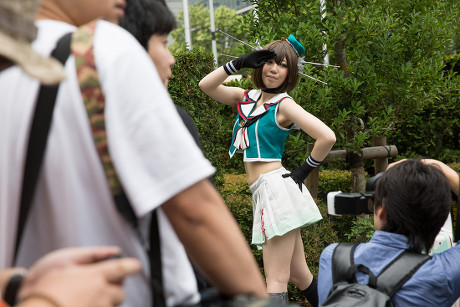 Cosplayer Poses Visitors Taking Photographs During Editorial Stock ...