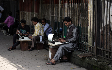 Indian Typist Works On Footpath Near Editorial Stock Photo - Stock ...