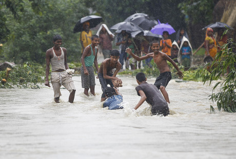 Young People Play Flood Water Topa Editorial Stock Photo - Stock Image ...