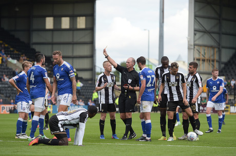 Referee Andy Haines Shows Ian Evatt Editorial Stock Photo - Stock Image ...