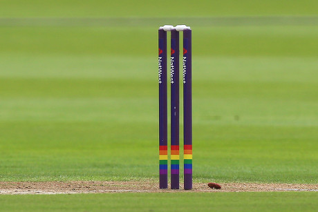Stumps Rainbow Hoops Ahead Gloucestershire Vs Editorial Stock Photo ...