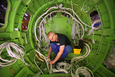 Bombardier Aircraft Electrician Works On Learjet Editorial Stock Photo ...