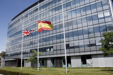 View British Spanish Flags Set Halfmast Editorial Stock Photo - Stock ...