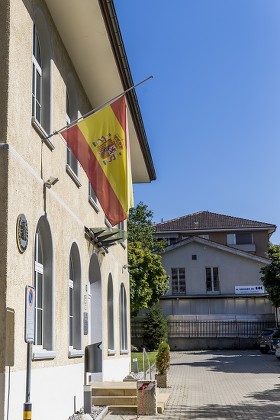 Spanish Flag Set Halfmast Spanish Consulate Editorial Stock Photo ...
