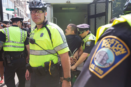 Counterprotester Carried Away Handcuffs By Boston Editorial Stock Photo ...