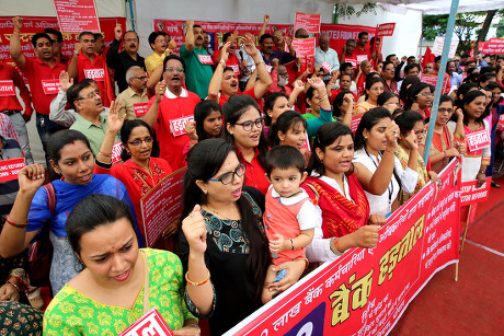Indian Bank Employees Shout Slogans They Editorial Stock Photo - Stock ...