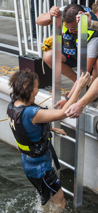 Woman Helped Out Water After Falling Editorial Stock Photo - Stock ...