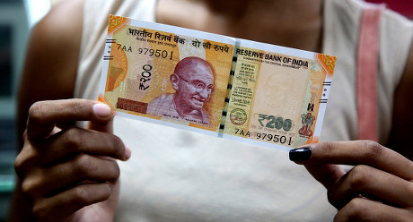 Indian Shows New Currency Note 200 Editorial Stock Photo - Stock Image ...