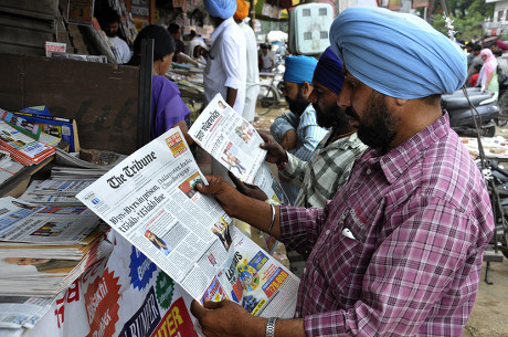 Indian People Read Newspapers Carrying Headlines Editorial Stock Photo ...