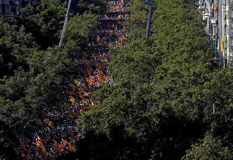 Thousands People Gather Passeig De Gracia Editorial Stock Photo - Stock ...