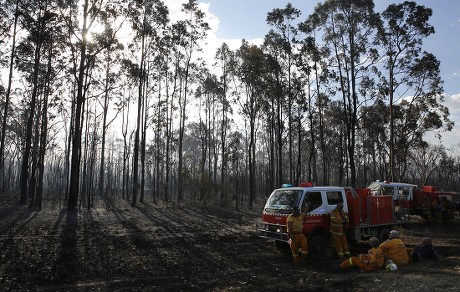 Fire Crews Take Break Bushfire Burns Editorial Stock Photo - Stock ...