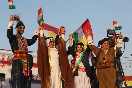 Kurdish Peshmerga Fighters Traditional Clothes Take Editorial Stock ...