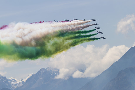 Italian Aerobatic Team Frecce Tricolori Performs Editorial Stock Photo ...