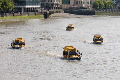 Flotilla Yellow London Duck Tours Amphibious Editorial Stock Photo ...