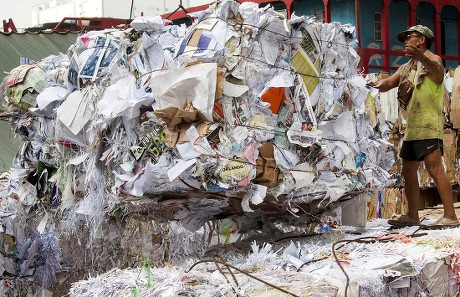 Workers Stack Waste Paper Cardboard Recycling Editorial Stock Photo ...