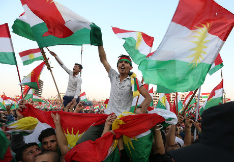 Kurds Hold Kurdish Flags They Take Editorial Stock Photo - Stock Image ...