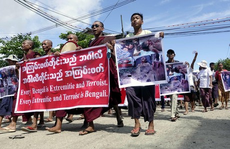 Buddhist Monks Rakhine People Hold Placard Editorial Stock Photo ...