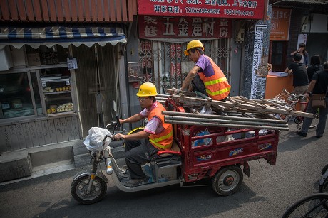 Chinese Workers Ride On Threewheeled Motorized Editorial Stock Photo ...