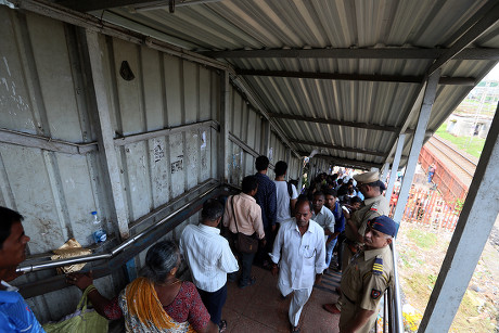 Commuters Walk On Foot Overbridge Elphinston Editorial Stock Photo ...