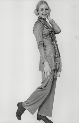 Model Debbie Condon Wearing Shiny Plumcoloured Editorial Stock Photo ...