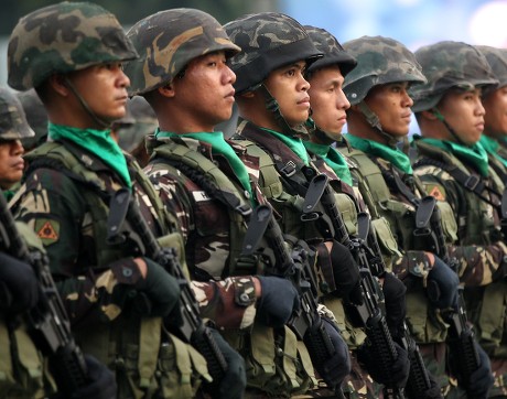 Filipino Soldiers March During Turnover Ceremony Editorial Stock Photo ...