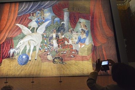 Curtain by Picasso created for the ballet 'Parade' press preview, Rome ...