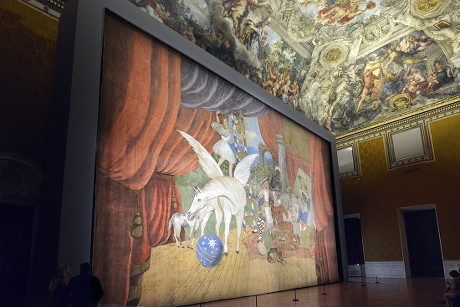 Curtain by Picasso created for the ballet 'Parade' press preview, Rome ...