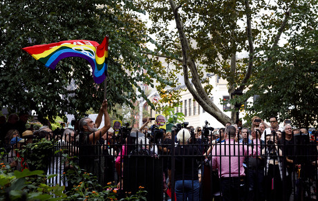 Man Waves Flag People Gather During Editorial Stock Photo - Stock Image ...