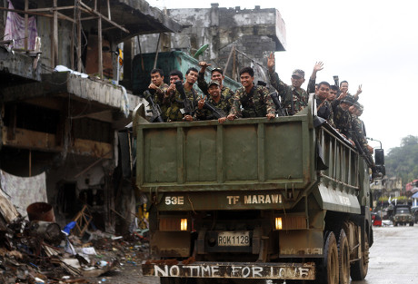 Filipino Soldiers On Top Military Truck Editorial Stock Photo - Stock ...