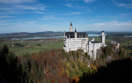 Neuschwanstein Castle Surrounded By Trees Colored Editorial Stock Photo ...
