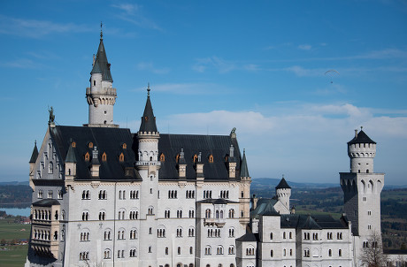 Neuschwanstein Castle Surrounded By Trees Colored Editorial Stock Photo ...