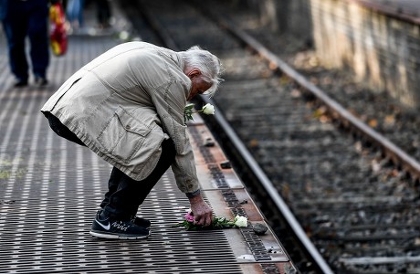 Commemoration at the Track 17 memorial, Berlin, Germany - 18 Oct 2017 ...