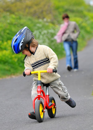 Child Learning Ride Small Bike Wearing Editorial Stock Photo - Stock ...