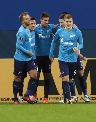 Zenits Players Celebrate During Uefa Europa Editorial Stock Photo ...
