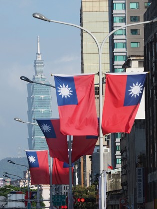 Taiwans National Flags Fly On Street - Foto de stock de contenido ...