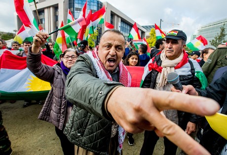 Kurdish Protester Shouts Slogans Microphone During Editorial Stock ...