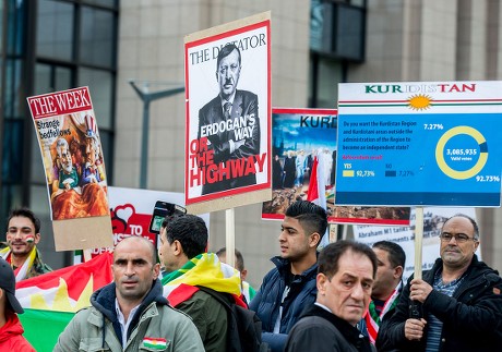 Kurdish Protester Holds Banner Turkish President Editorial Stock Photo ...