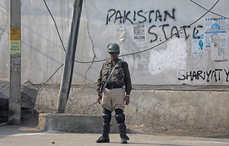 Indian Paramilitary Soldier Stands Guard Near Editorial Stock Photo ...