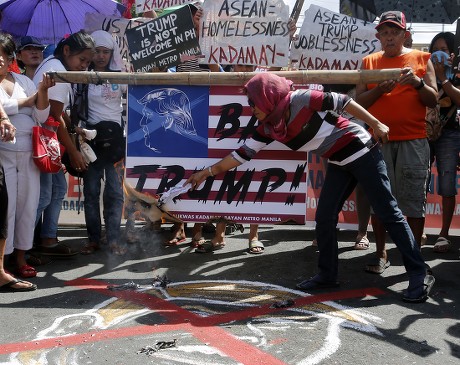 Filipino Protesters Burn Mock Us Flag Editorial Stock Photo - Stock ...