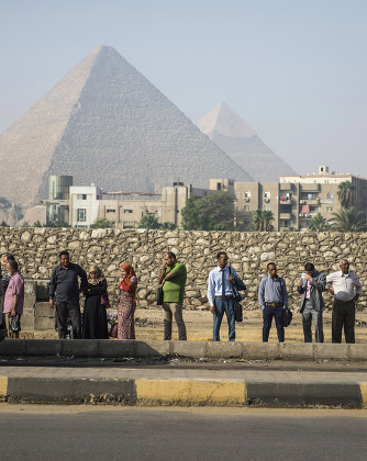 Egyptian Commuters Stand Queue Microbus Station Editorial Stock Photo ...