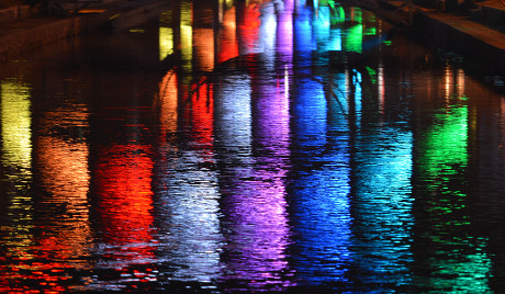 Reflection Colourful Neon Lights Can Be Editorial Stock Photo - Stock ...