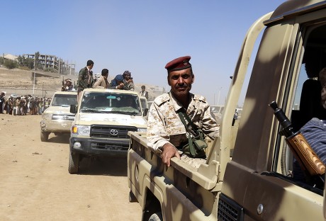 Houthi Fighters Ride Vehicles During Gathering Editorial Stock Photo ...